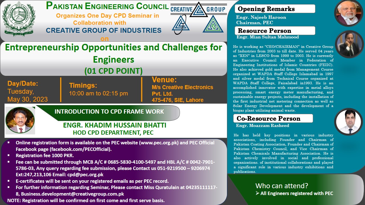 CPD Short Course – Pakistan Engineering Council – PEC