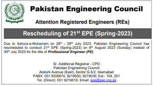 EPE 2023 Pakistan Engineering Council - PEC