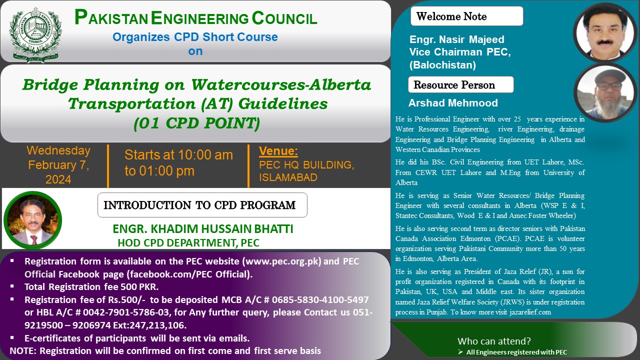 CPD Upcoming Courses Pakistan Engineering Council - PEC